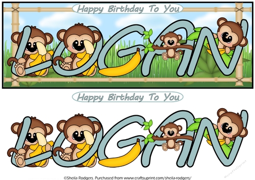 LITTLE MONKEYS NAMES - LOGAN - CUP881633_66 | Craftsuprint