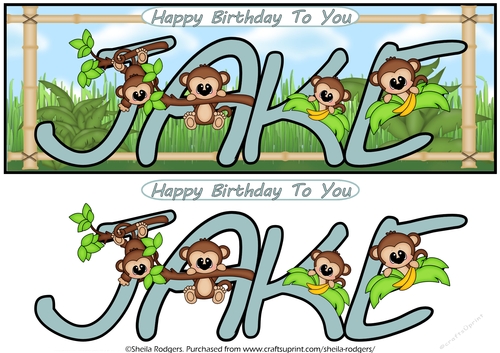 LITTLE MONKEYS NAMES - JAKE - CUP881819_66 | Craftsuprint