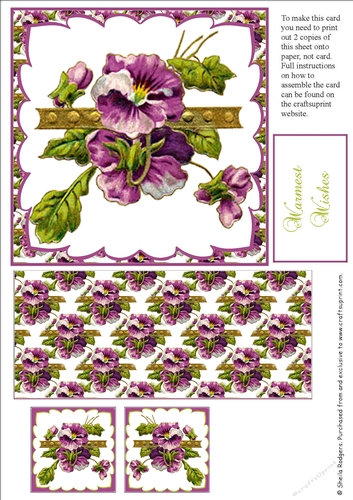 Exploding Card - Vintage Purple Flowers - CUP893621_66 | Craftsuprint