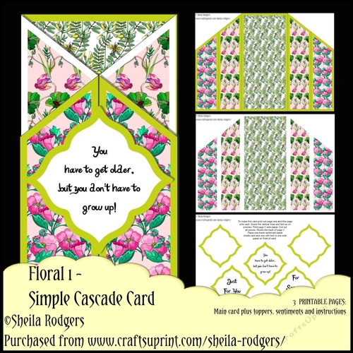Simple Cascade Card - Floral 1 - CUP906731_66 | Craftsuprint
