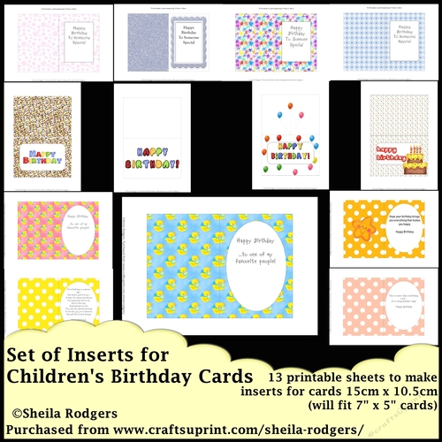 CHILDRENS CARD INSERT SET - CUP946021_66 | Craftsuprint