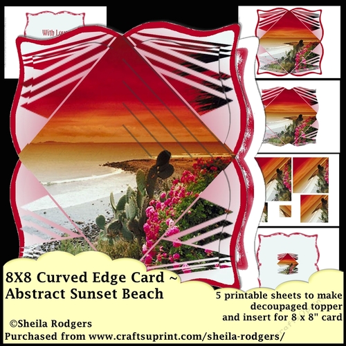 8 x 8 Curved Edge Card Abstract Sunset Beach - CUP951542_66 | Craftsuprint