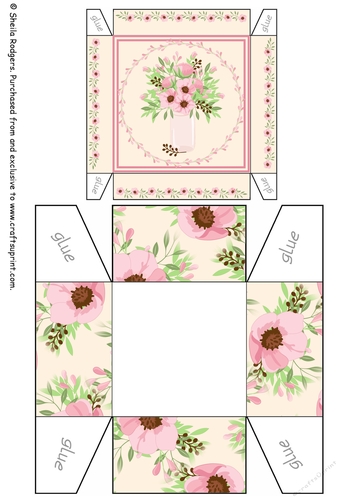 Pink Flowers in Vase Gift Box - CUP951574_66 | Craftsuprint