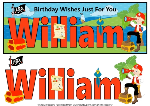 PIRATE NAME CARD - WILLIAM - CUP955328_66 | Craftsuprint