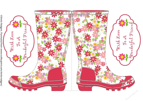 WELLIES - FLORAL 1 - CUP976907_66 | Craftsuprint