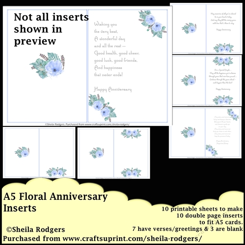 A5 FLORAL ANNIVERSARY INSERTS - CUP984652_66 | Craftsuprint