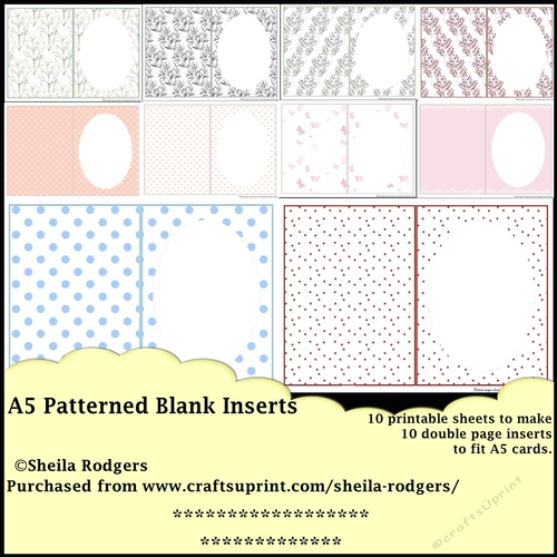 A5 PATTERNED BLANK INSERTS - CUP984892_66 | Craftsuprint