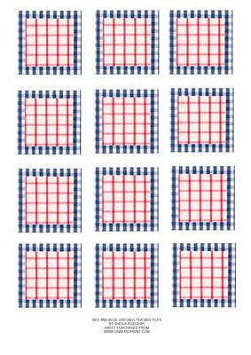 Red and Blue Checked Tea Bag Tiles - CUP98838_66 | Craftsuprint