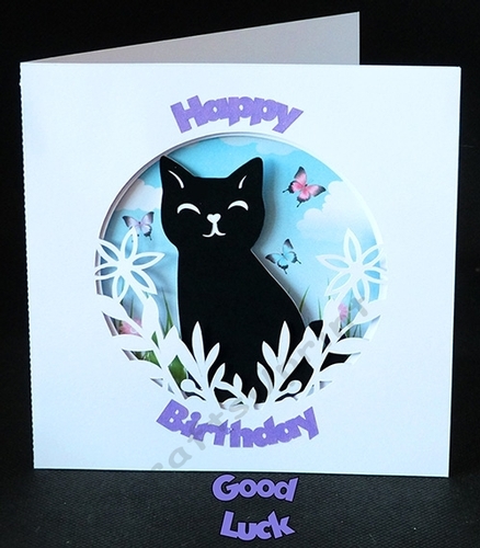 Happy Cat Card with Backing Paper - CUP1177965_40382 | Craftsuprint