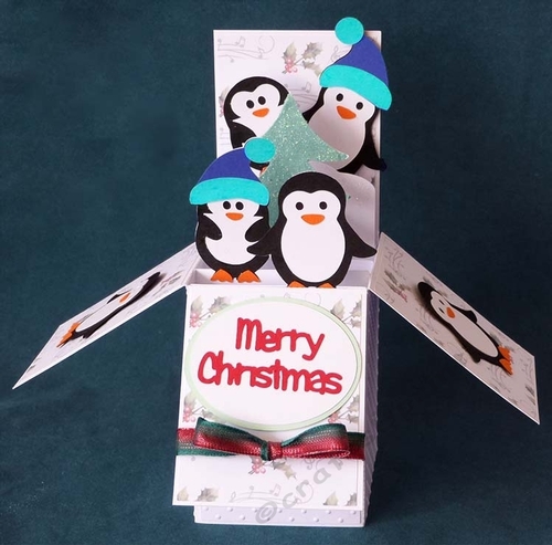3D Penguin Popup Box Card - CUP826515_40382 | Craftsuprint