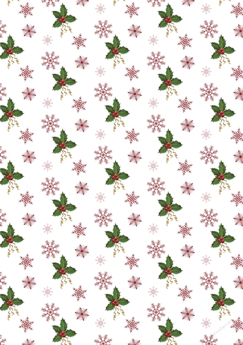 Holly and Snowflakes Paper - CUP922982_40382 | Craftsuprint
