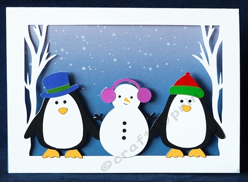 Penguins and Snowman Card - CUP928035_40382 | Craftsuprint
