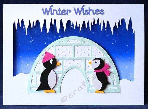 Penguins and Igloo Card - CUP988424_40382 | Craftsuprint