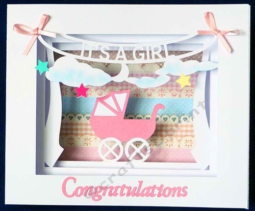 3D Pram Girl Shadow Box Card - CUP991444_40382 | Craftsuprint