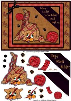 Cute Cat Entangled in Yarn Sbs - CUP412526_262 | Craftsuprint