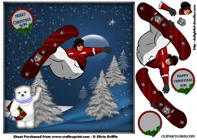 Snowboarding Teen Christmas Card Sbs - CUP582416_262 | Craftsuprint