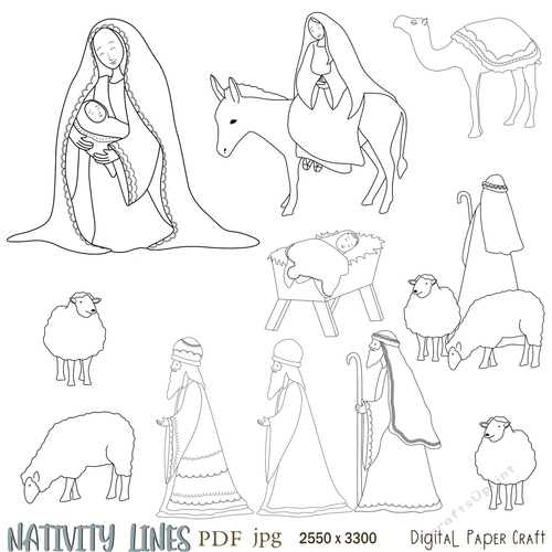 NATIVITY LINE ART - CUP1245527_70865 | Craftsuprint