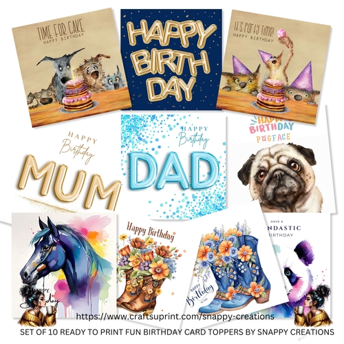 Set of 10 Fun Printable Birthday Card Toppers - CUP1290592_1294 ...