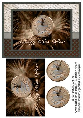 Happy New Year Clock Quick Card Topper - CUP660419_2123 | Craftsuprint