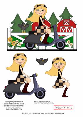 Girl on Motor Scooter Decoupage - CUP32819_29 | Craftsuprint