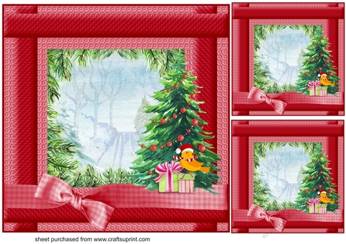 3 Red Christmas tree scene card fronts/toppers(blanks) - CUP1000696_659 ...