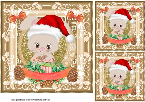 3 Framed Christmas rabbit card fronts/toppers - CUP1005960_659 ...
