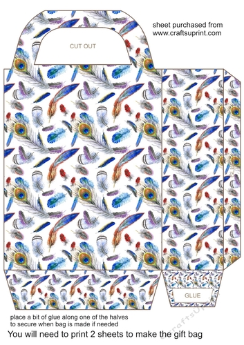 White feathers gift bag - CUP1005988_659 | Craftsuprint