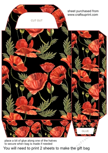 Red poppies gift bag 1 - CUP1009703_659 | Craftsuprint