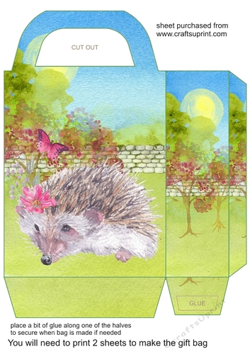 Cute floral hedgehog gift bag 6 - CUP1010556_659 | Craftsuprint