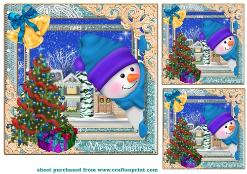 Blue Christmas snowman card fronts/toppers 1 - CUP1055321_659 ...