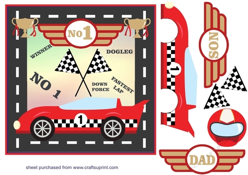 Dad/Son red racing car card front - CUP1060254_659 | Craftsuprint