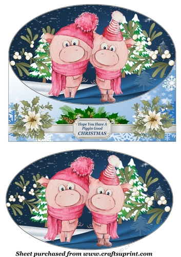 Christmas pigs card front 1 - CUP1060570_659 | Craftsuprint
