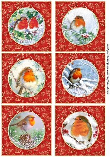 6 Gorgeous robin Christmas toppers - CUP1073551_659 | Craftsuprint