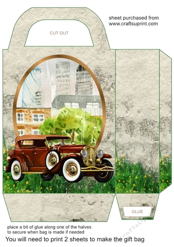 Vintage car gift bag 1 - CUP1094640_659 | Craftsuprint