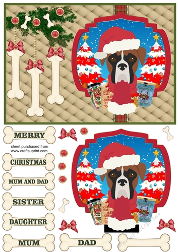 Boxer Christmas card front - CUP1134865_659 | Craftsuprint