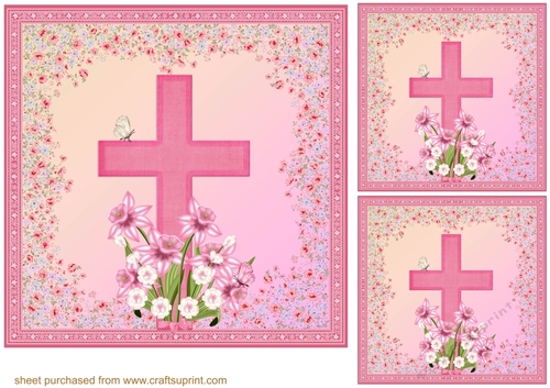 3 Pink floral cross card front/toppers 1 - CUP1140386_659 | Craftsuprint