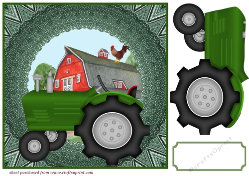Green tractor card front - CUP1149632_659 | Craftsuprint