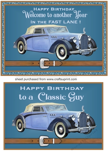 Blue classic car card front 1 - CUP1157906_659 | Craftsuprint