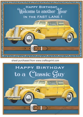 Blue classic car card front 2 - CUP1157907_659 | Craftsuprint