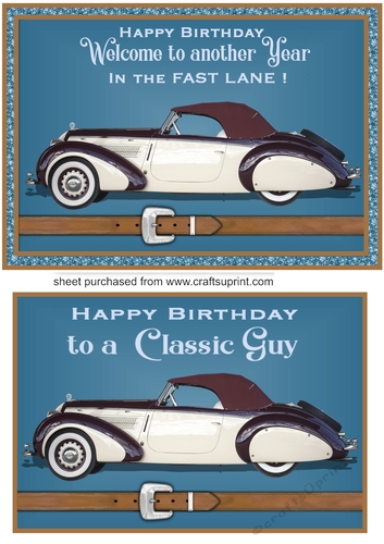 Blue classic car card front 4 - CUP1157909_659 | Craftsuprint