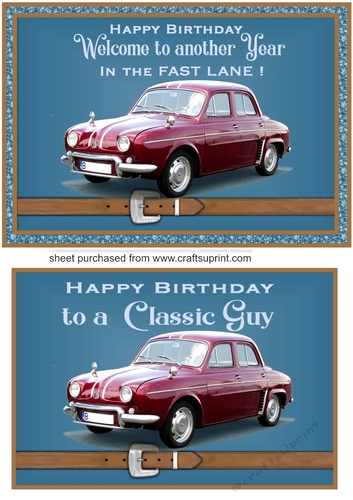 Blue classic car card front 10 - CUP1158059_659 | Craftsuprint