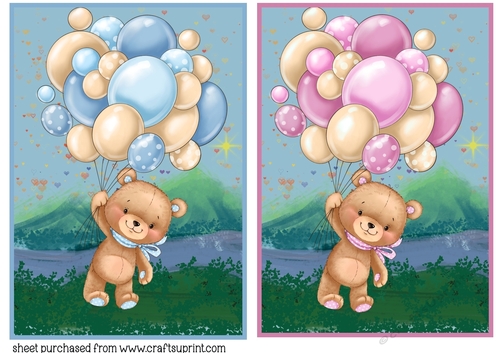 Blue and pink bears with balloons card fronts - CUP1159047_659 ...
