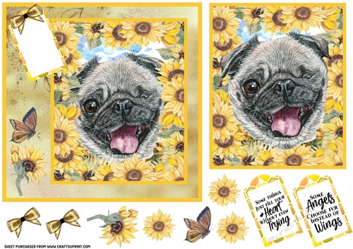 Sunflower Pug card front 6 - CUP1167466_659 | Craftsuprint