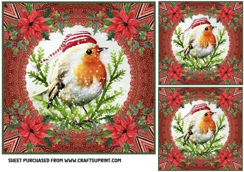 3 Red Christmas robin card front/toppers 4 - CUP1174232_659 | Craftsuprint