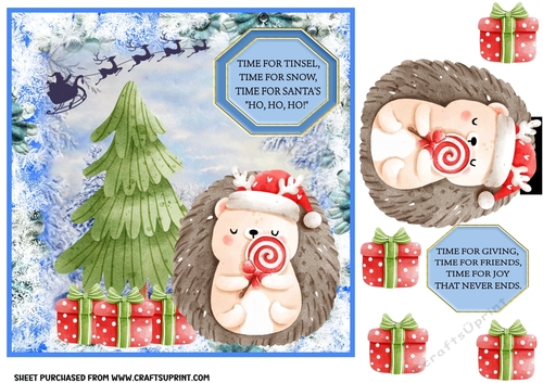 Christmas forest hedgehog card front 4 - CUP1176266_659 | Craftsuprint