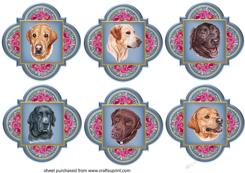 6 Floral Labrador toppers - CUP1177433_659 | Craftsuprint