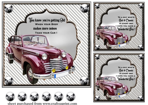 3 Silver Vintage car card front/toppers 6 - CUP1178388_659 | Craftsuprint
