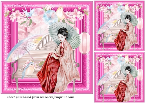 3 Floral Japanese lady card front/toppers 2 - CUP1185473_659 | Craftsuprint
