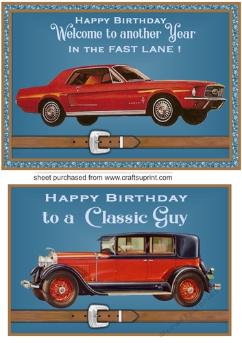Vintage car card front with choice of topper 1 - CUP1186285_659 ...