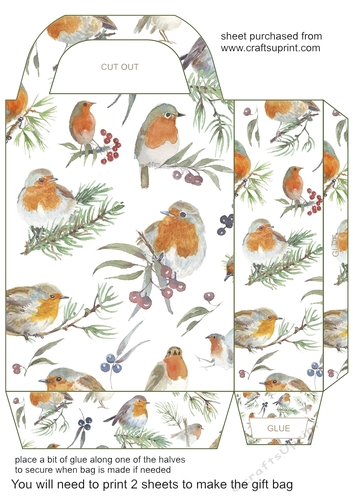 Christmas robins gift bag 2 - CUP1188448_659 | Craftsuprint